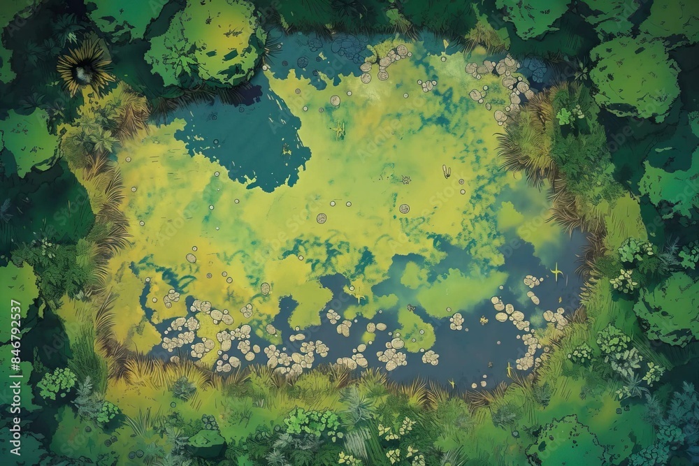 DnD Battlemap Toxic Swamp Battlemap - A detailed map of a toxic swamp ...