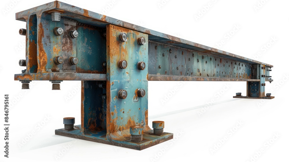 A rusted steel I-beam against a white background, highlighting the ...