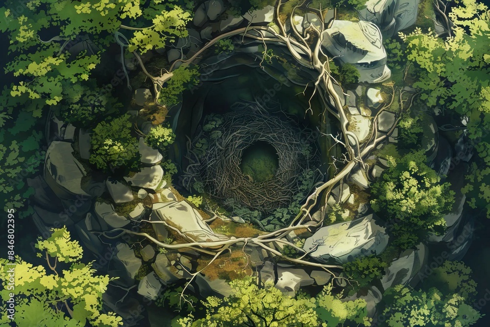 DnD Battlemap Wyvern Nest Battlemap Faded Style - Aerial view of a ...