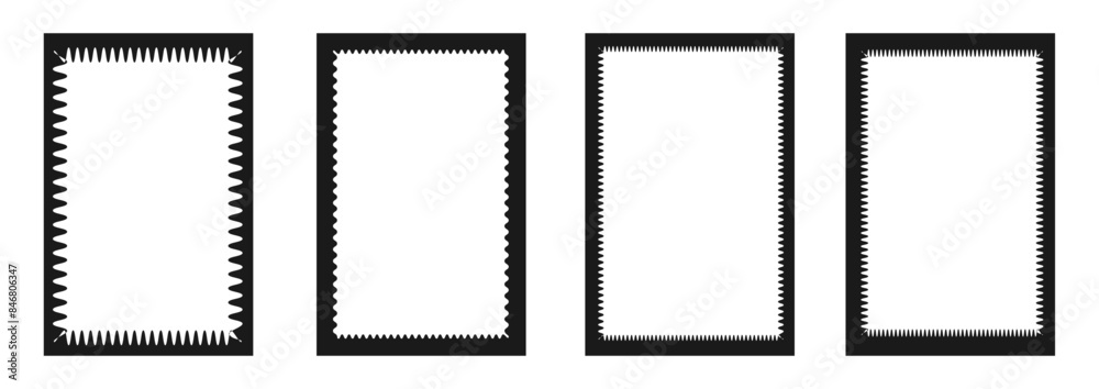 Stories frames set. Zigzag wavy edges, retro squiggle frames ...