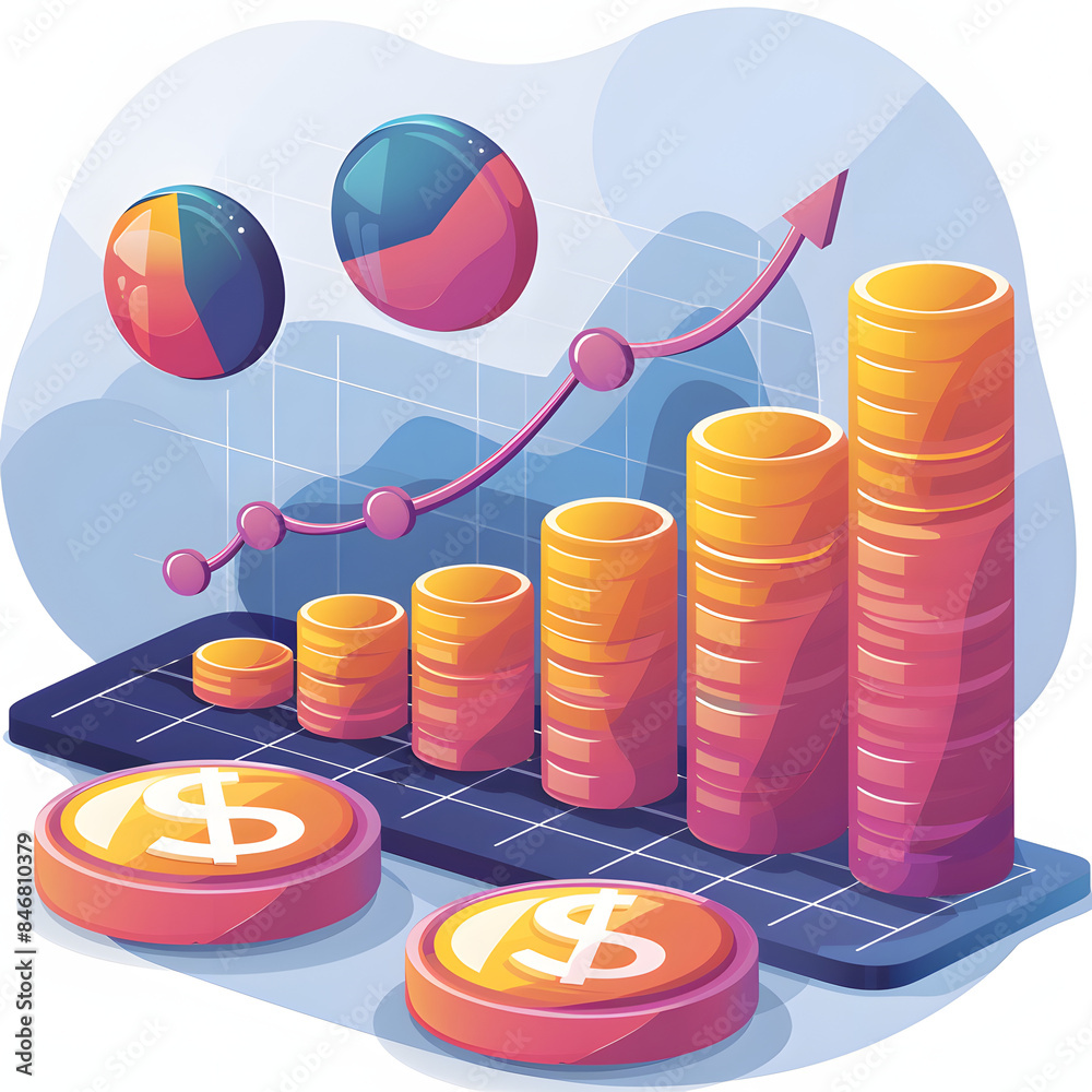 financial chart with up trend line graph. wealth management with risk ...