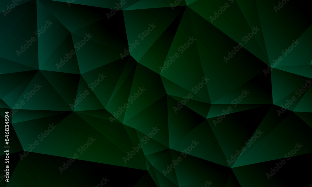 abstract irregular polygon background with a triangular pattern in dark green background. Stock ...