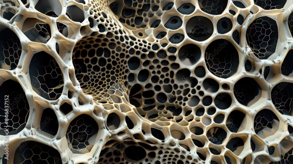 Abstract Organic Cellular Structure 3D Background with Intricate ...
