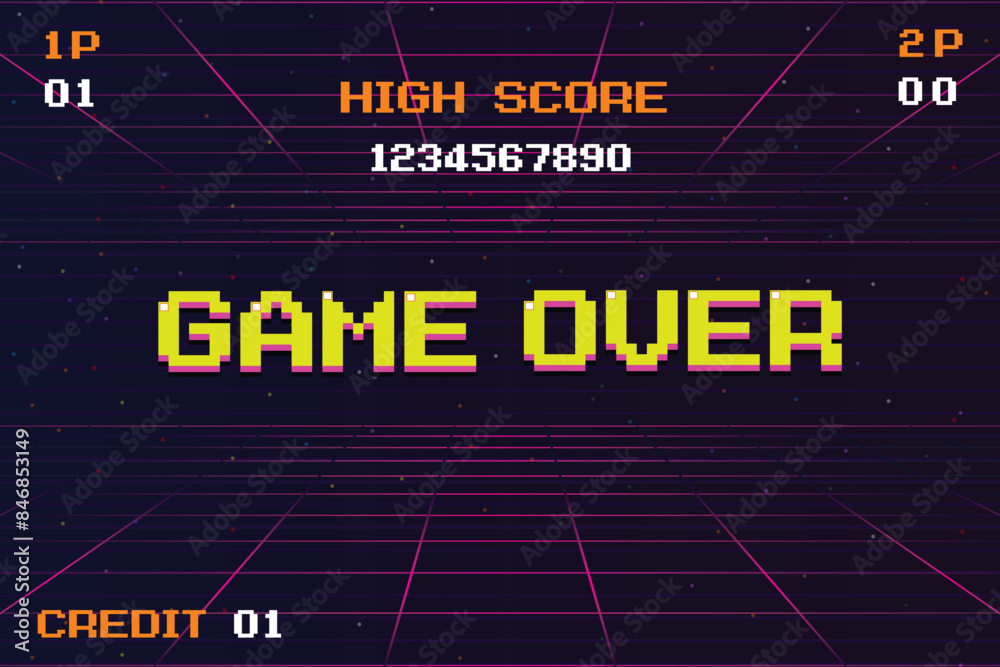 GAME OVER INSERT A COIN TO CONTINUE .pixel art .8 bit game. retro game ...