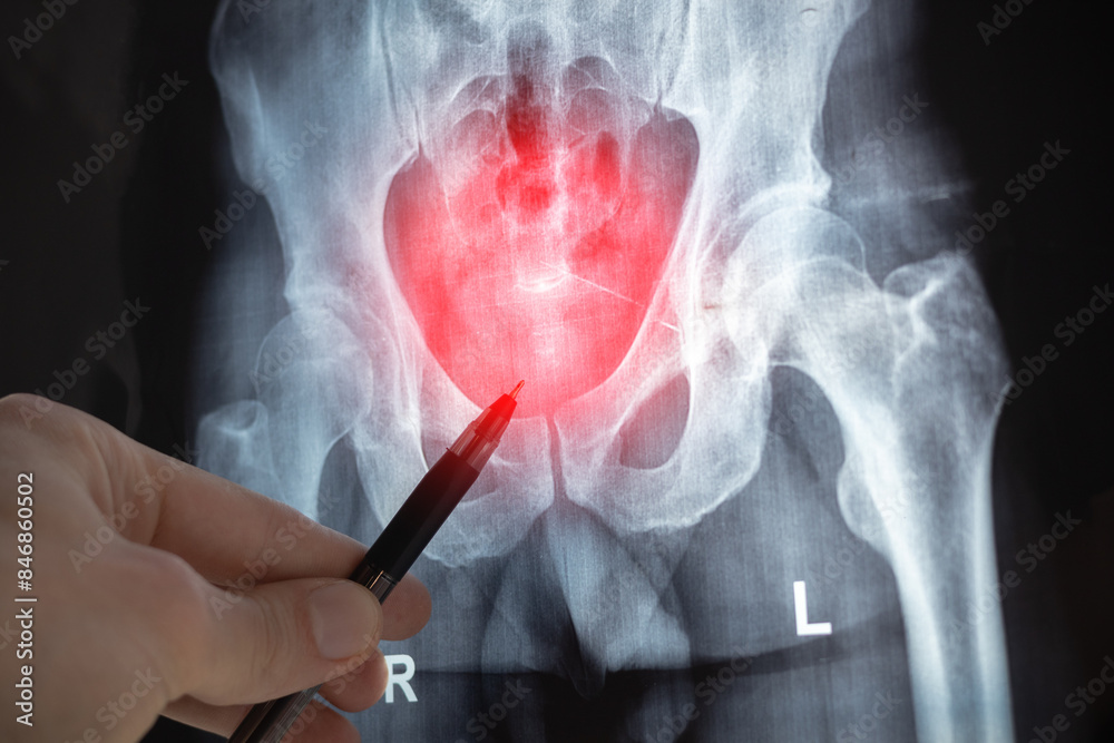 Doctor examining X-ray and MRI, MRT, CT with the human spine with ...