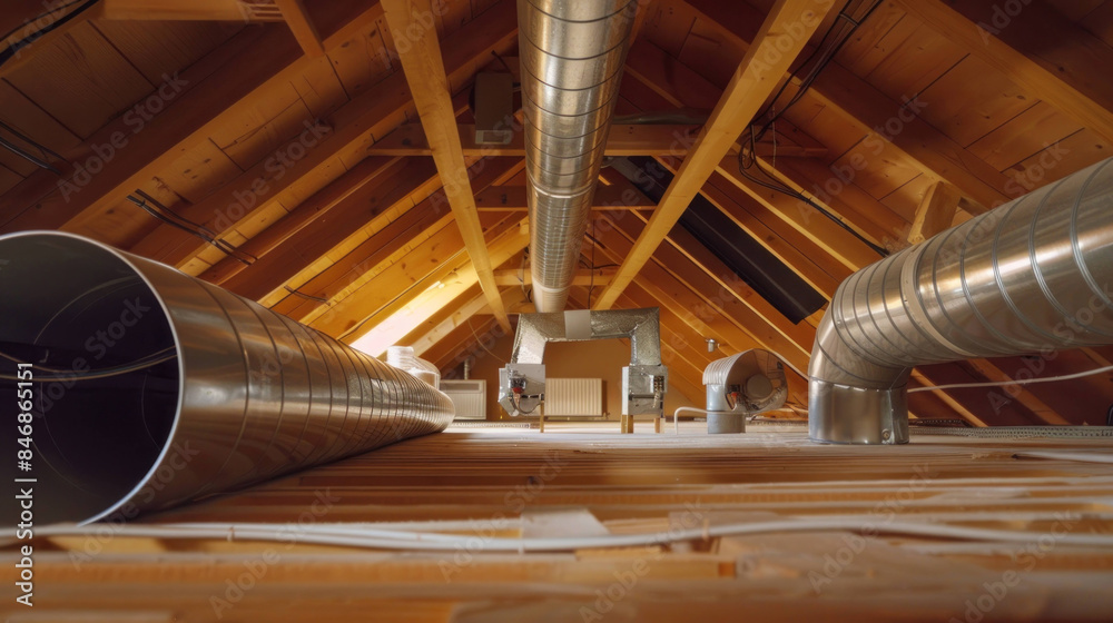 Modern Central Air Conditioning System with Ductwork and Vents in ...