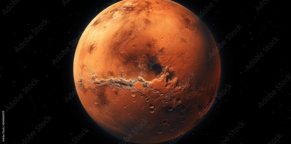 mars texture map of the solar system featuring a red planet, a blue ...