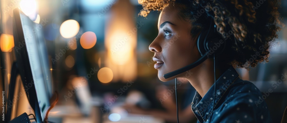 Foto de Professional call center environment with a female agent ...