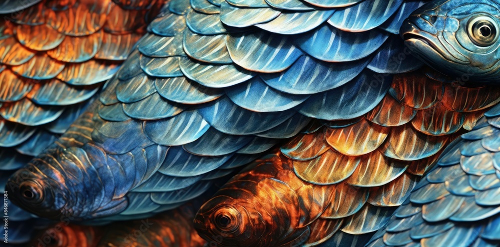 fish texture on a blue background a fish swimming in a blue body of ...