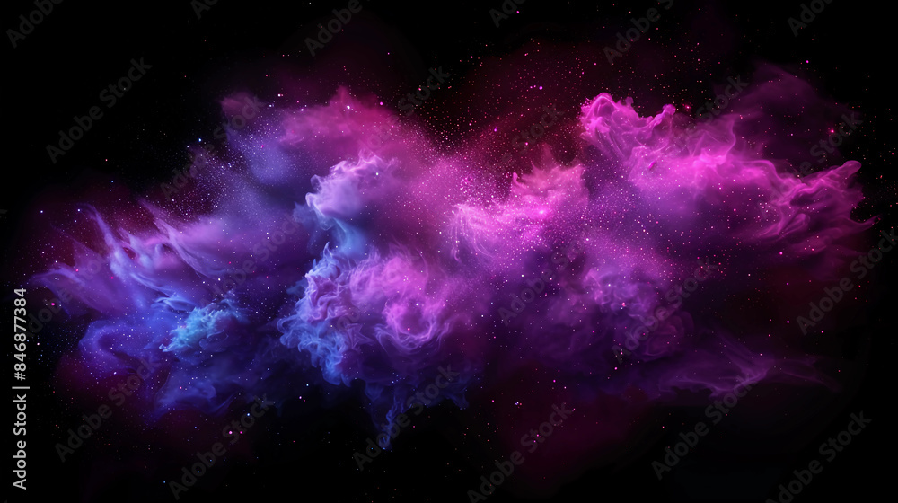 Spectacular cosmic cloud explosion with black background. Colorful ...