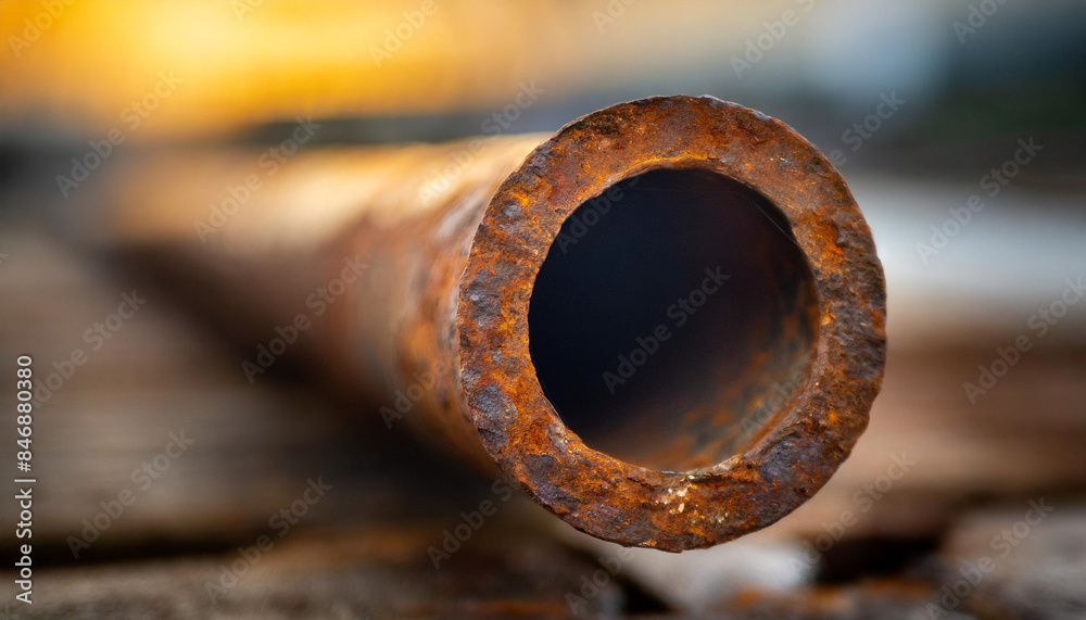 rusted lead pipe, highlighting detailed corrosion textures and patina ...