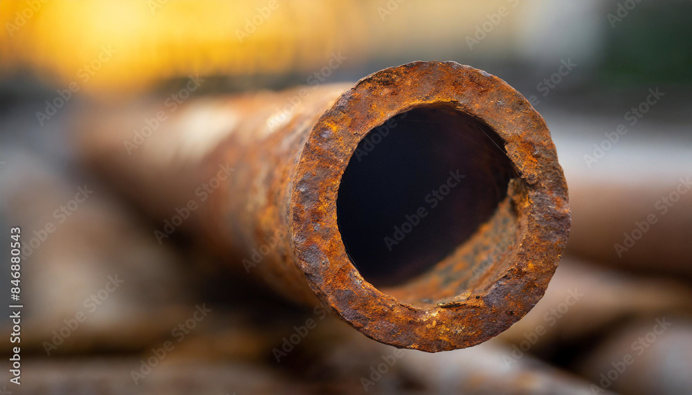 rusted lead pipe, highlighting detailed corrosion textures and patina ...