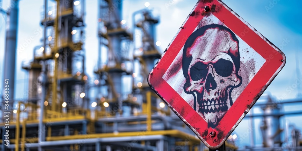 Caution sign for pfas contamination awareness to prevent potential ...