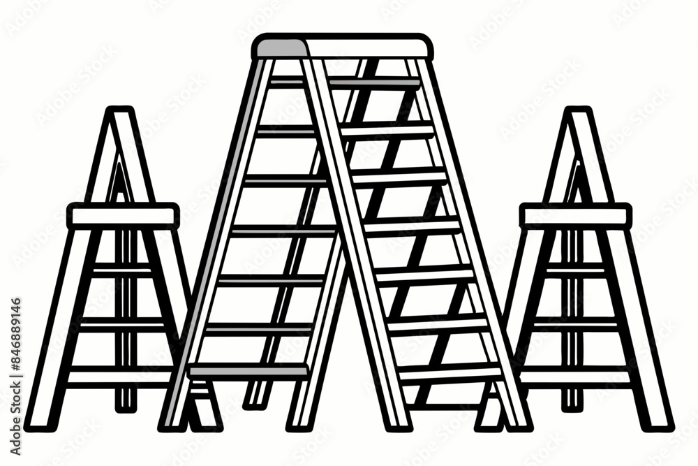 Black outline step ladder vector drawing Stock Vector | Adobe Stock