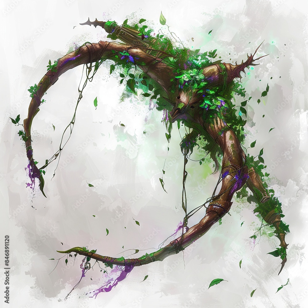 Watercolor drawing of a poison demonic bow, rpg illustration Stock ...
