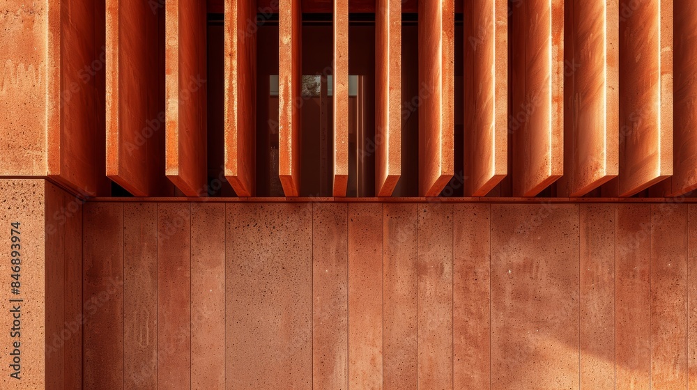 Architectural Detail of Copper Slats on Facade. A close-up view of ...