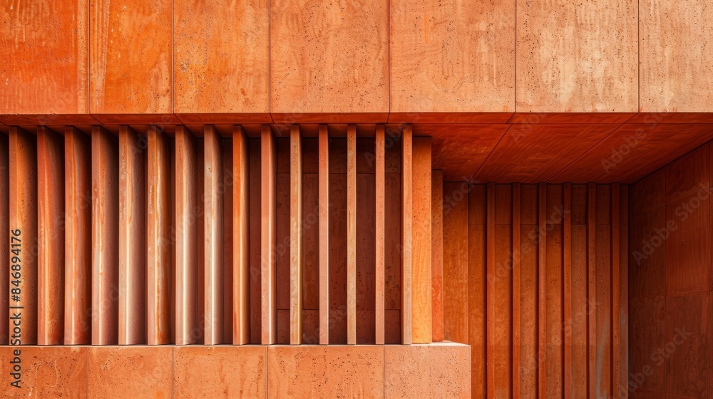Architectural Detail of Copper Slats on Facade. A close-up view of ...