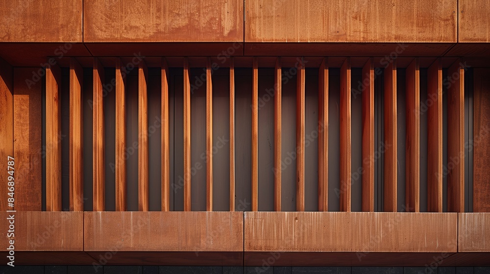 Foto de Architectural Detail of Copper Slats on Facade. A close-up view ...