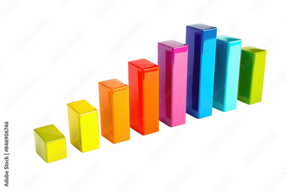 Colorful bar chart in ascending order illustrating growth and data ...