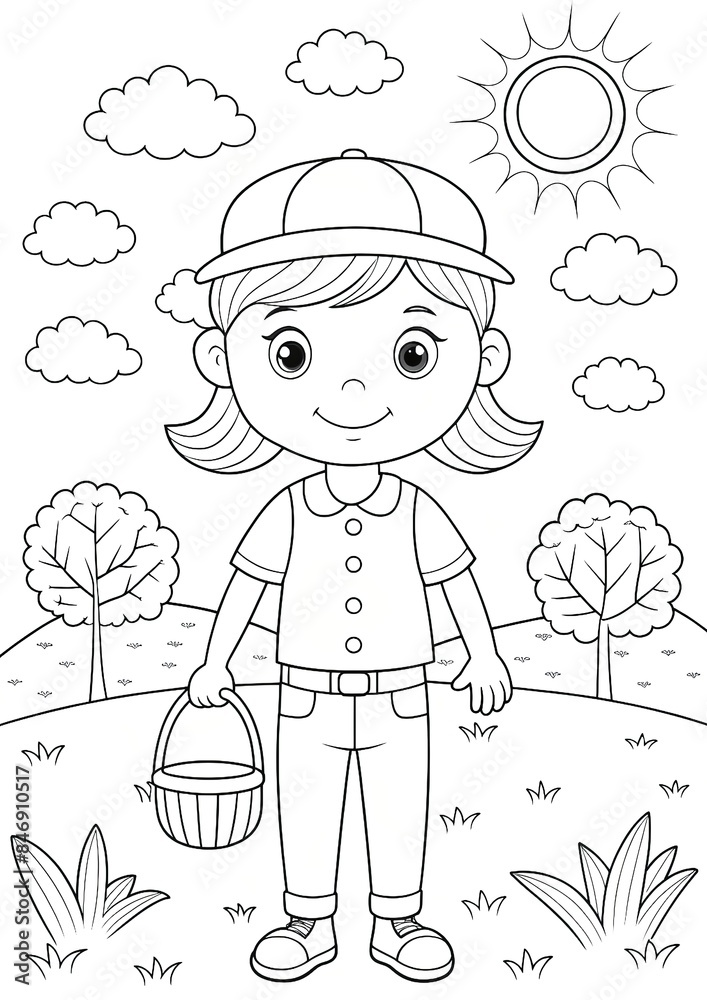 Field Day coloring page for kids Stock Illustration | Adobe Stock