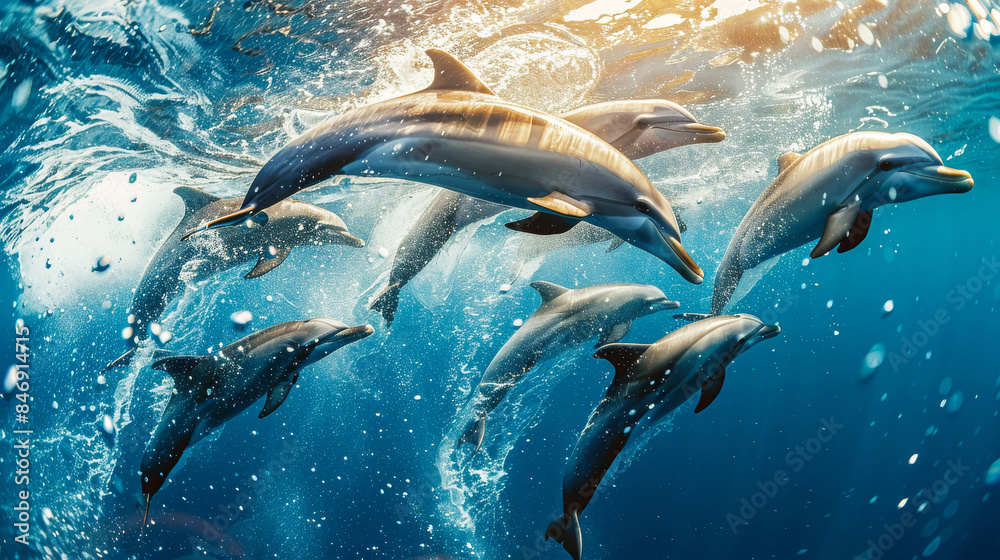 Fifteen exotic sea animals surfacing in unison, the high-speed shutter ...
