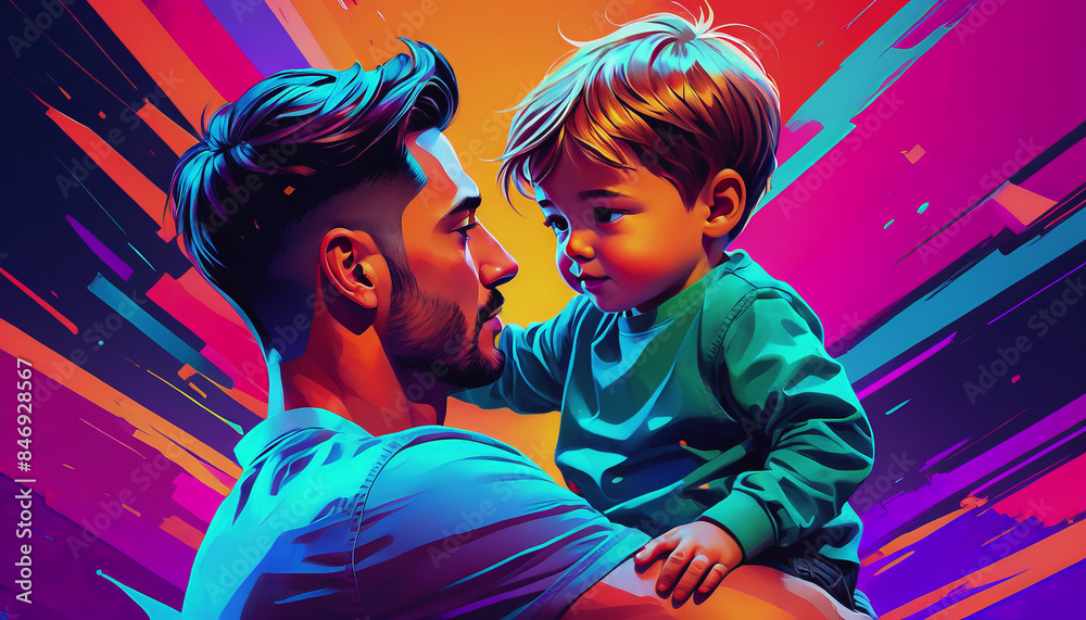 Father's Day in Australia. dad and son. The father holds his son's hand ...