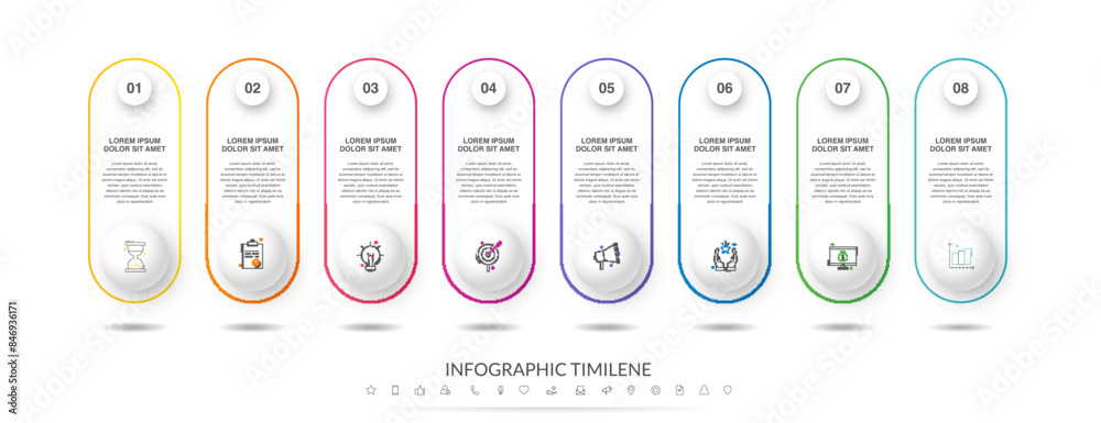 Modern vector infographics with eight circles. Business template with 8 ...
