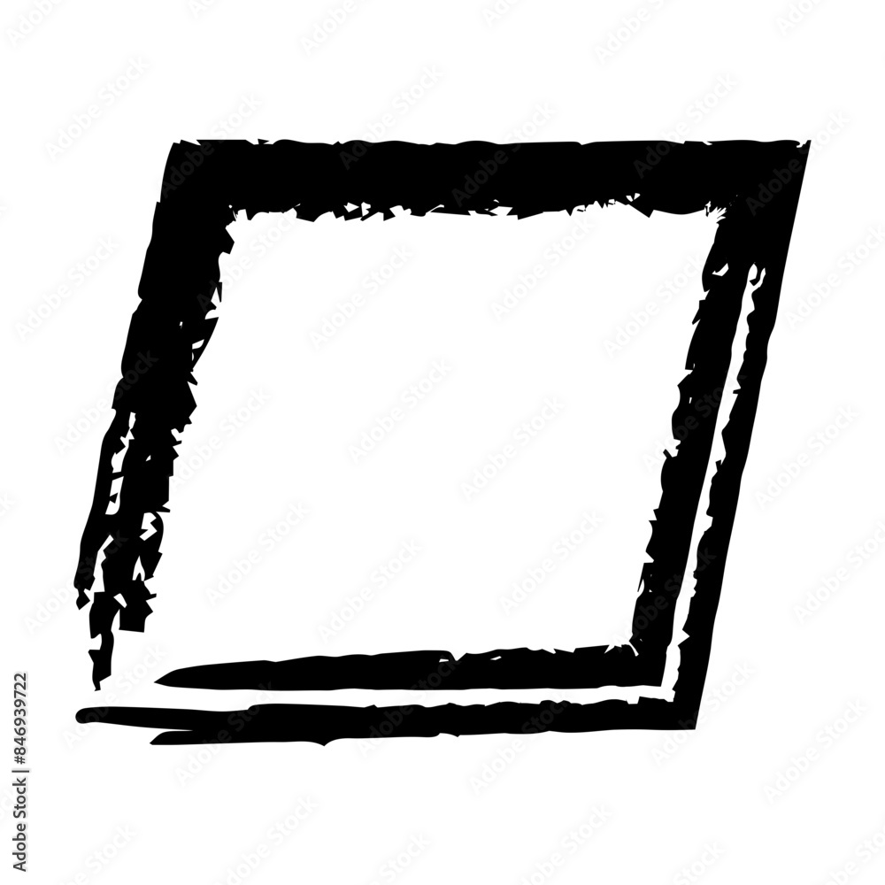 Frame parallelogram texture element, outline border grunge shape icon ...