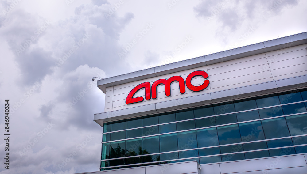 AMC Sign Pembroke Pines, Florida, USA - 6/10/2024 The front of the AMC ...