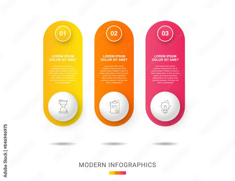 Modern vector infographics with three circles. Business template with 3 ...