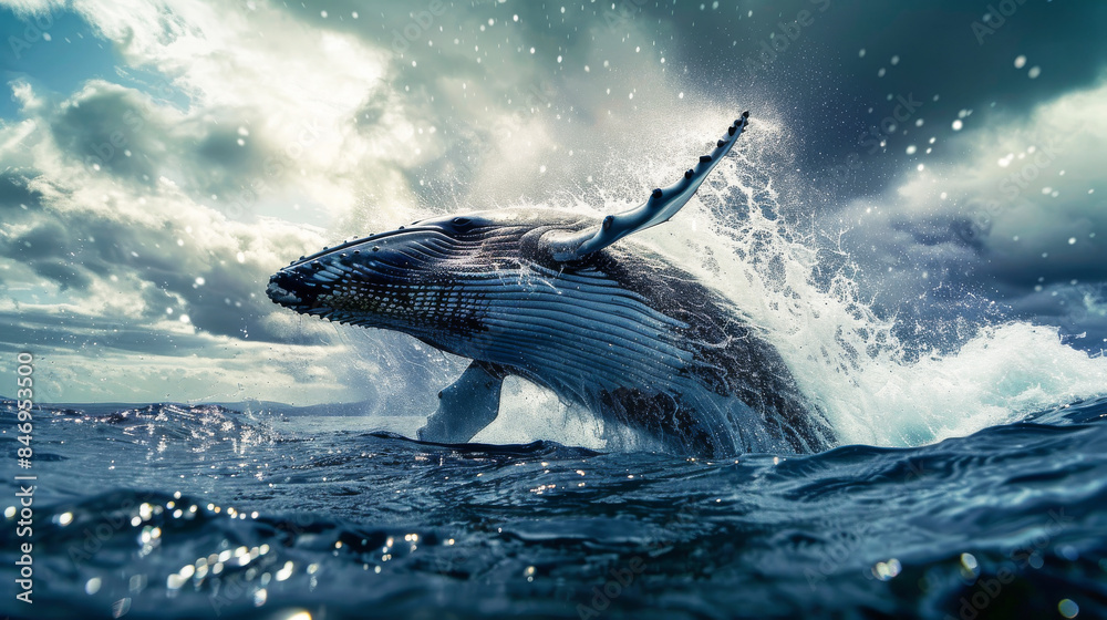 A rare sea animal breaking the surface, the high-speed capture ...