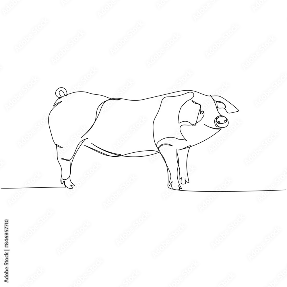 pig, wild boar, livestock, piglet one line art. Continuous line drawing ...
