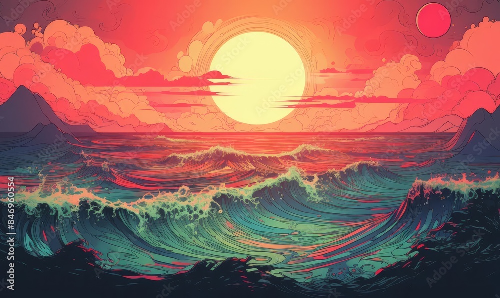 Climate change rising sea levels flat design, front view, coastal ...