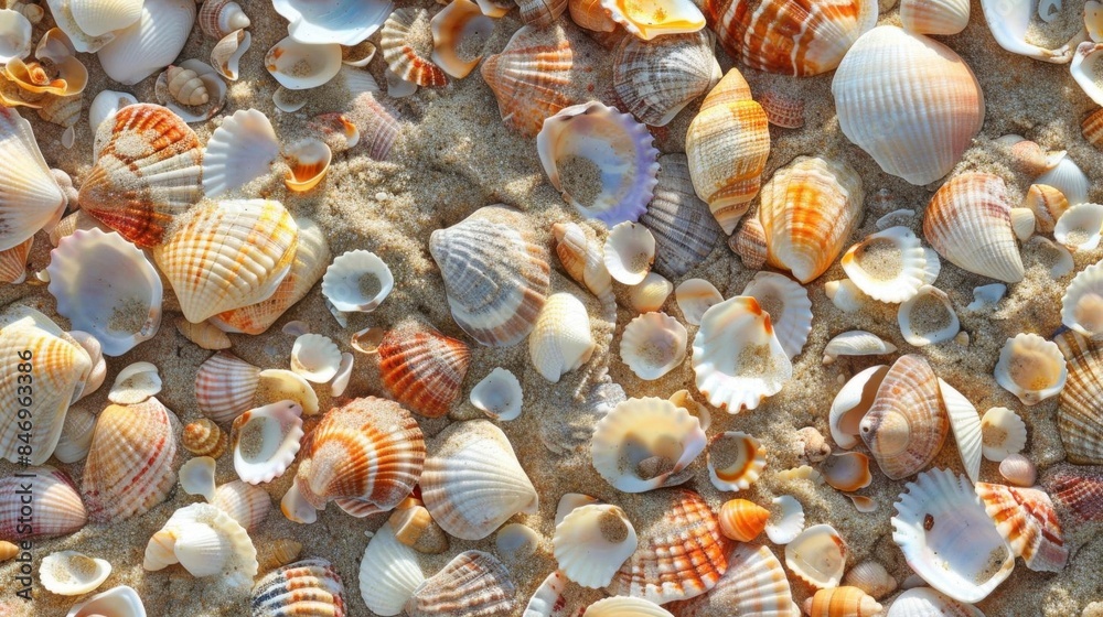 Beautiful, detailed seashellcovered beach, seamless tileable texture ...