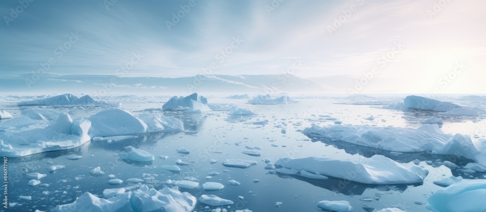 Sea ice breaking up and melting during the spring season, a natural ...