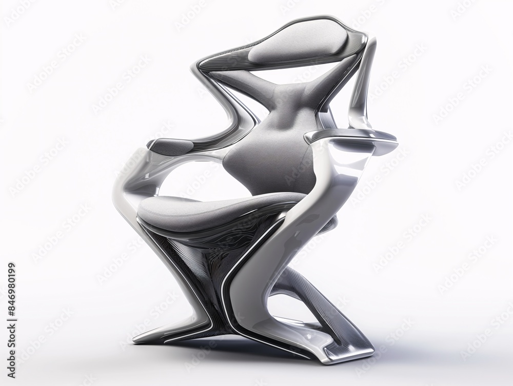 Futuristic office chair with AI support, ergonomic design, isolated ...