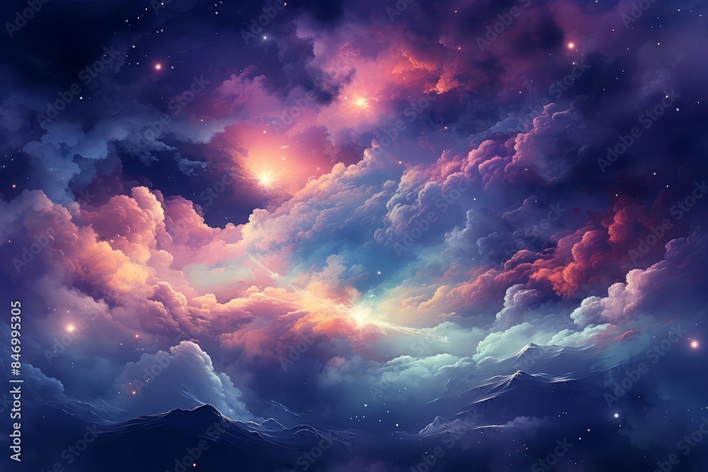 Milky Way galaxy in the night sky, flat design, top view, astronomical ...