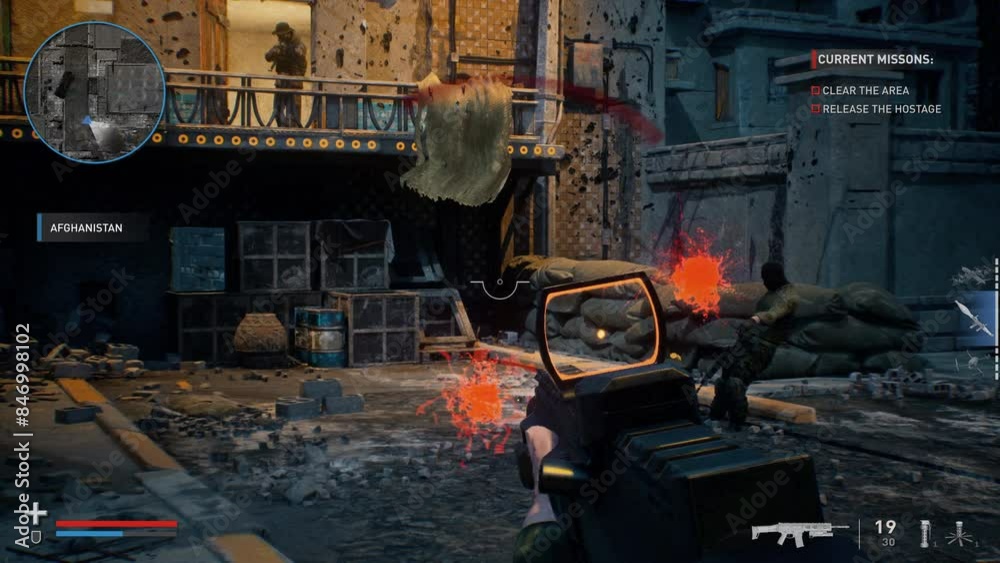 Spawning on the battlefield map of new computer game. Killing the ...