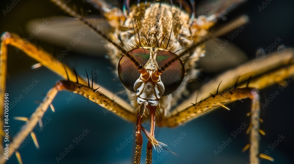 Macrophotography of the head of a huge mosquito Huge insect eyes with ...