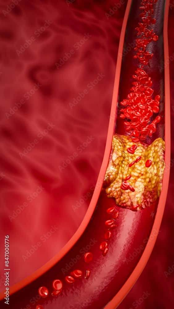 Hyperlipidemia or arteriosclerosis. Blocked artery concept and human ...