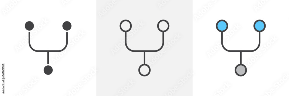 Code fork icon set. Vector symbol for data merge. Branch and divert ...