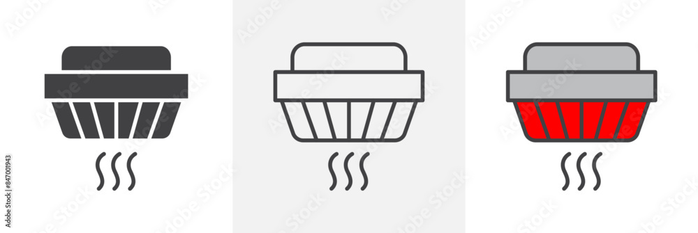Smoke sensor icon set. Vector symbol for gas leak alarm. Smart CO2 and ...