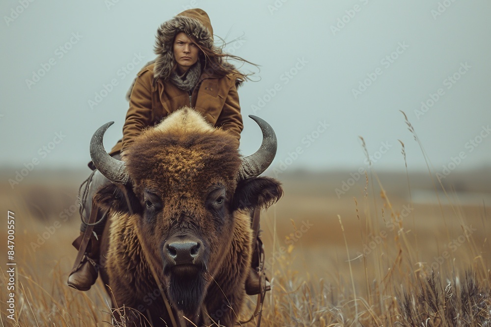 This image captures a professional photo of a person mounted on a ...