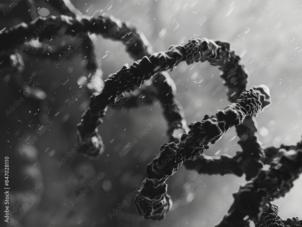 Microscopic image of a DNA molecule, its double helix structure visible ...