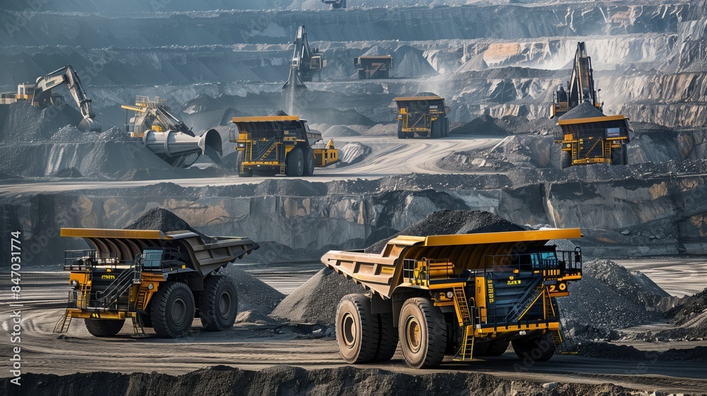 Eye-Level Perspective of Open Pit Sand and Gravel Mine Featuring Mining ...