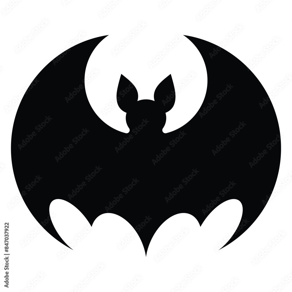 Fruit bat vector icon. Flying mammal black silhouette. Logo Halloween ...