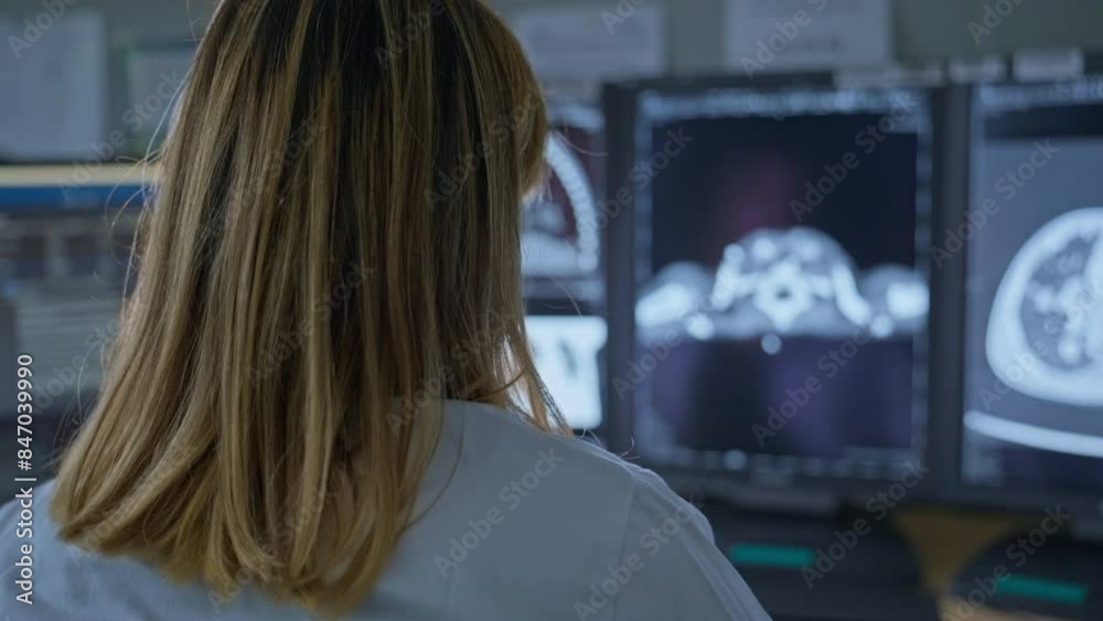 Radiologist Looking at the Patient's Lung X-Ray Scan on the Monitors ...