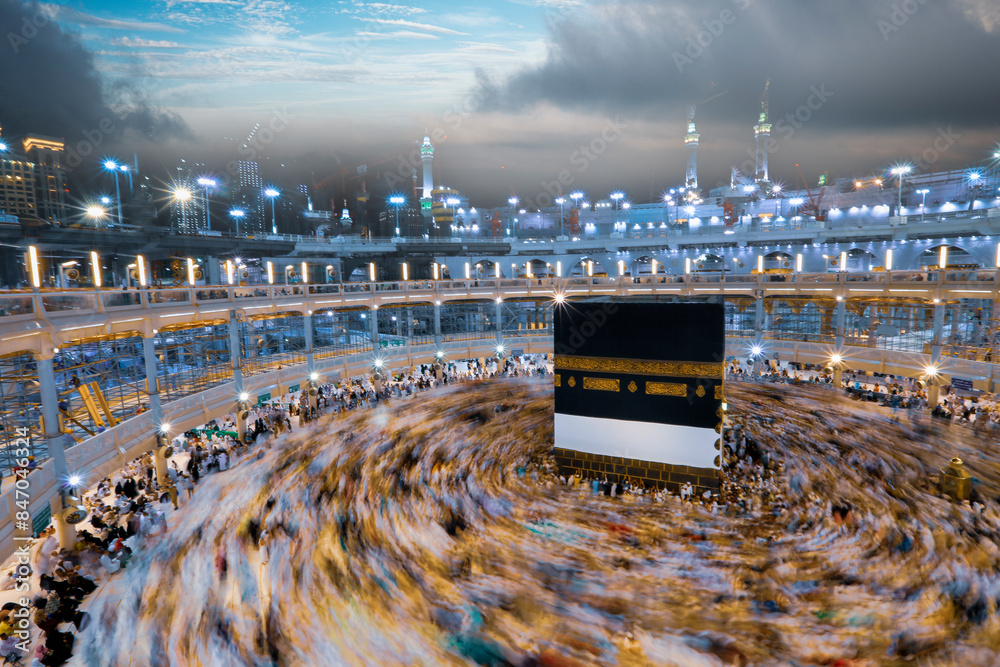 Crowd of people making Tawaf around The Holy Kaaba in Makkah during ...
