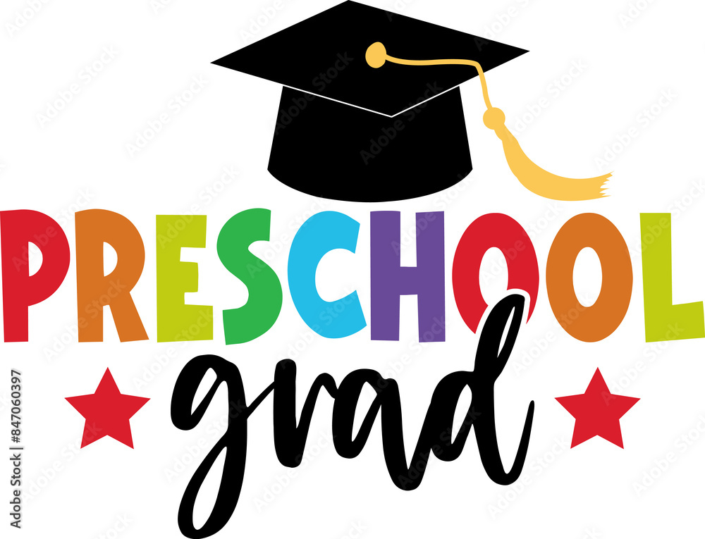 Graduation preschool grad typography clip art design on plain white ...
