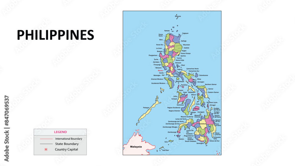 Philippines provinces Map. Major city in Philippines. Political map of ...